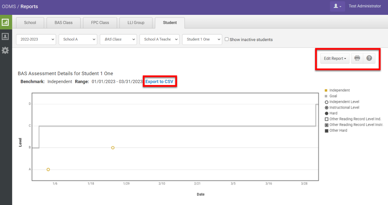 Student BAS Assessment Details Report Overview with Heinemann Fountas ...