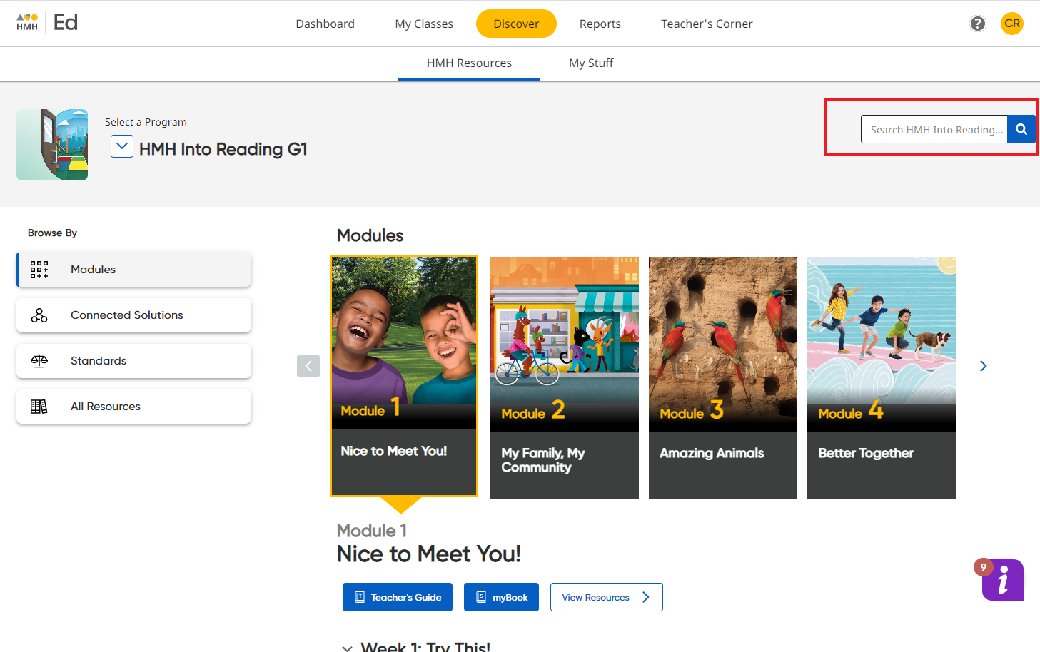 Locating Into Reading Daily Show and Teach Slides in HMH Ed