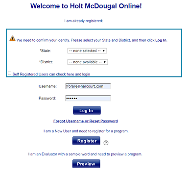 Logging in to Holt McDougal Online (myHRW) as a Student: The Basics