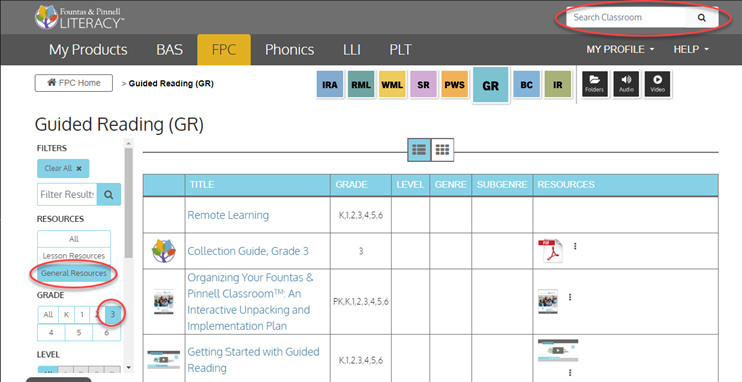 Finding Heinemann Fountas & Pinnell Classroom FPC General Resources