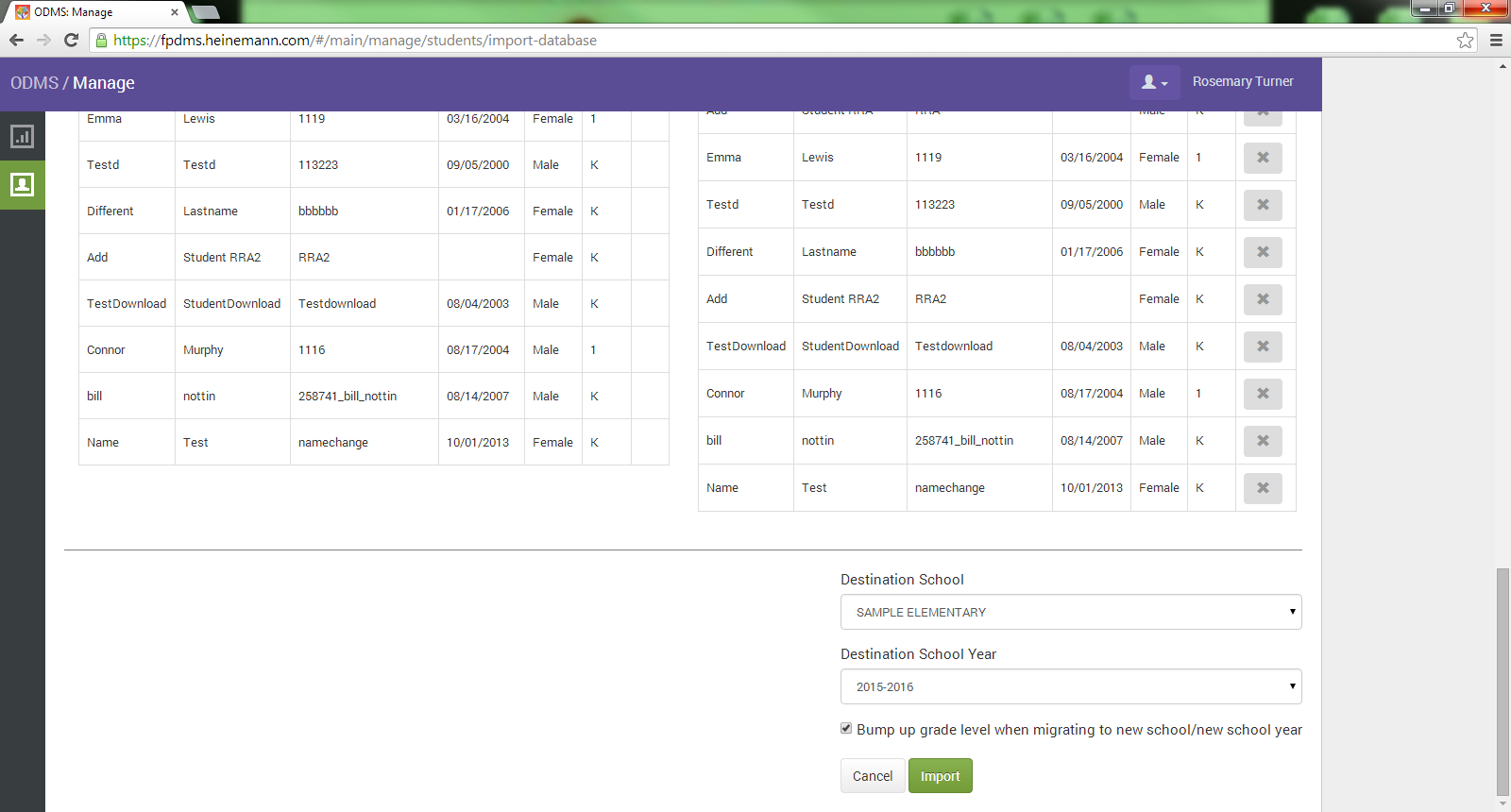 Importing Students from a Database in Heinemann Fountas & Pinnell Online Data Management System ...