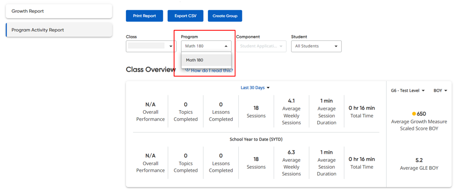 Read 180, Math 180 or Independent Reading is not a Selection for a ...