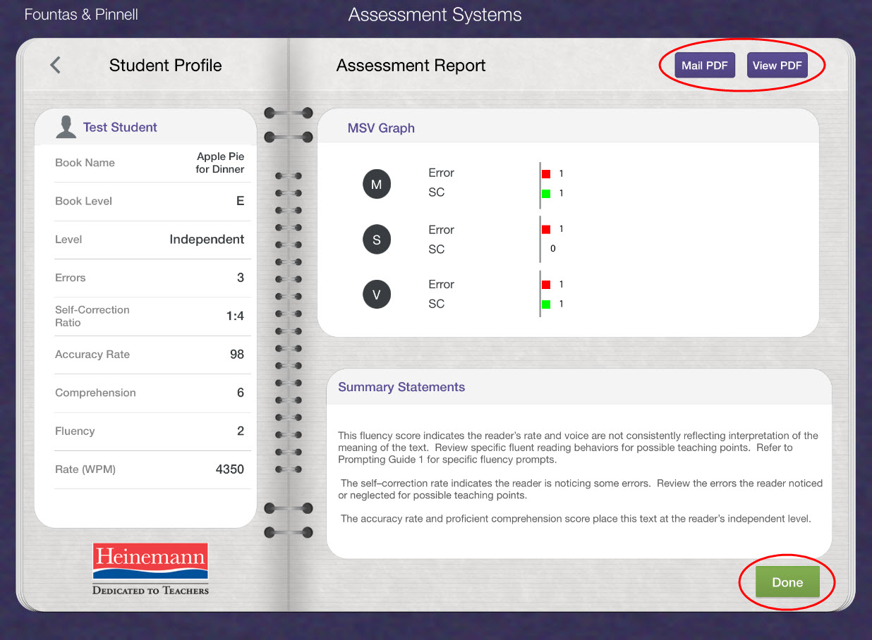 Assessment Report on the Heinemann Fountas & Pinnell Assessment ...