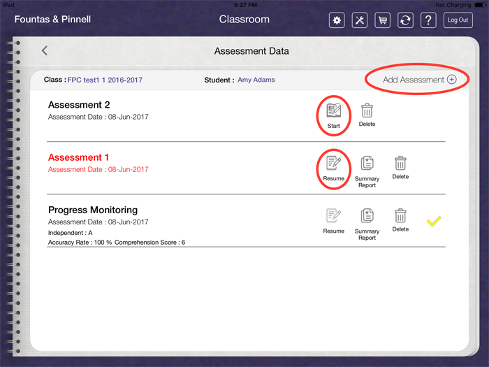 Beginning an Assessment on the Heinemann Fountas & Pinnell Assessment ...
