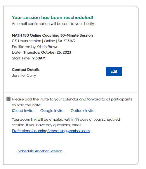 Schedule Professional Learning Sessions