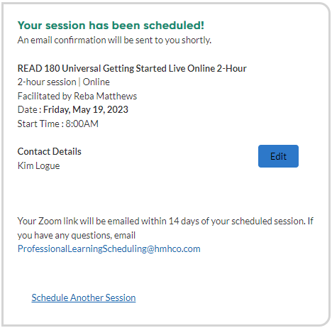 Schedule Professional Learning Sessions