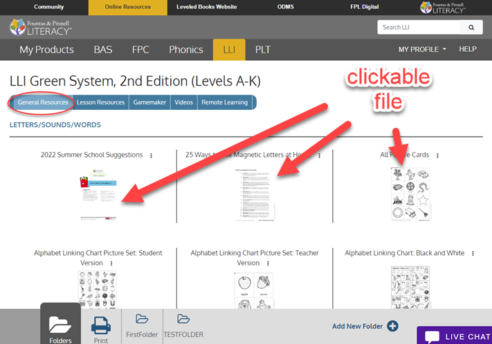 Finding LLI General Resources in Heinemann F&P Resources