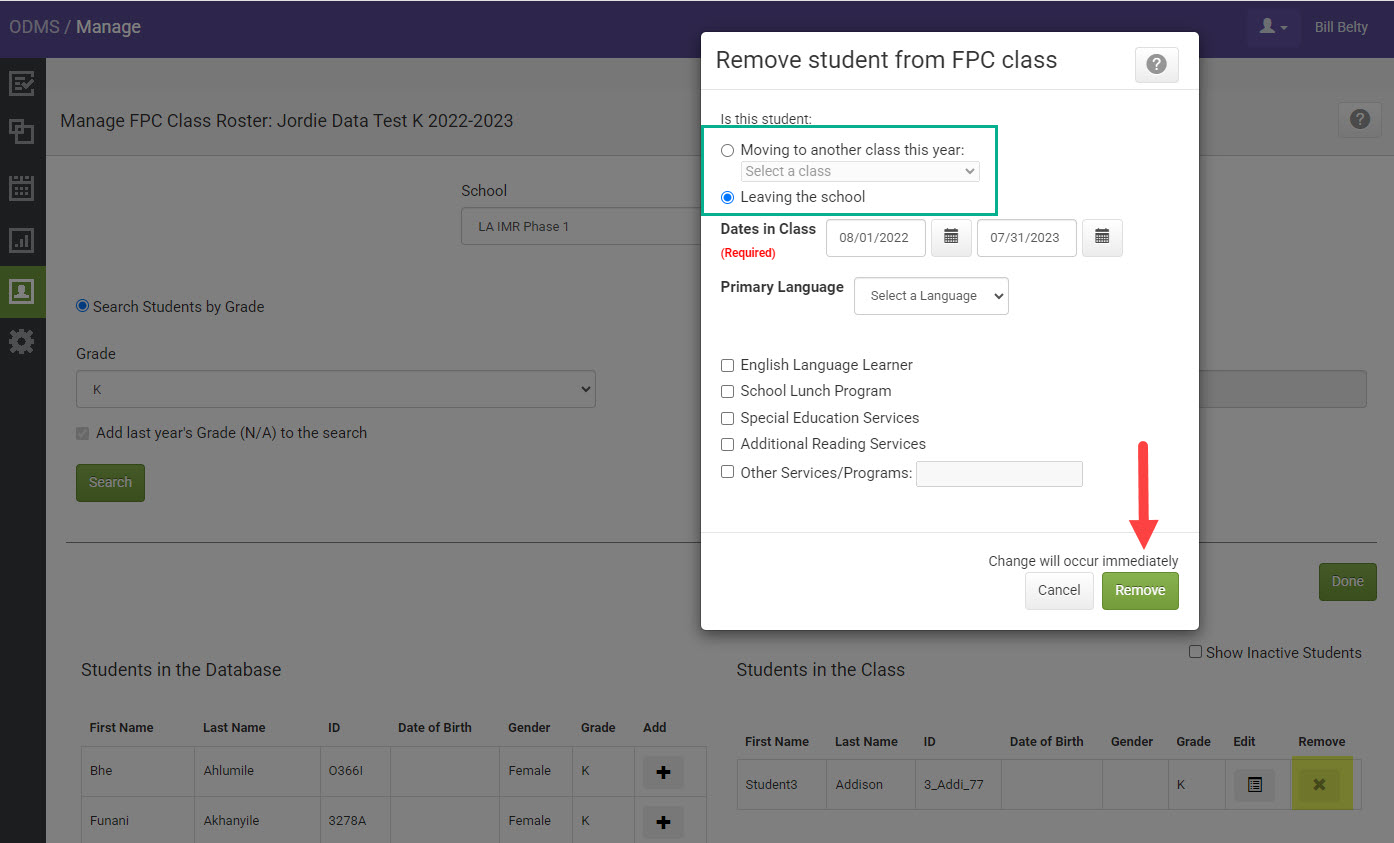 FPC Manage Class Roster Overview - Editing and Removing Students with ...