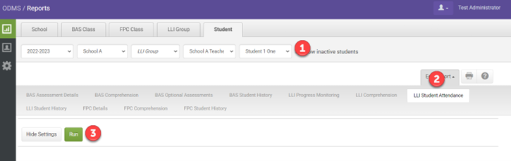 LLI Student Attendance Report Overview in Heinemann Fountas & Pinnell ...