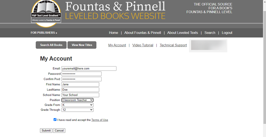Logging In or Changing Account Information for Heinemann Fountas ...