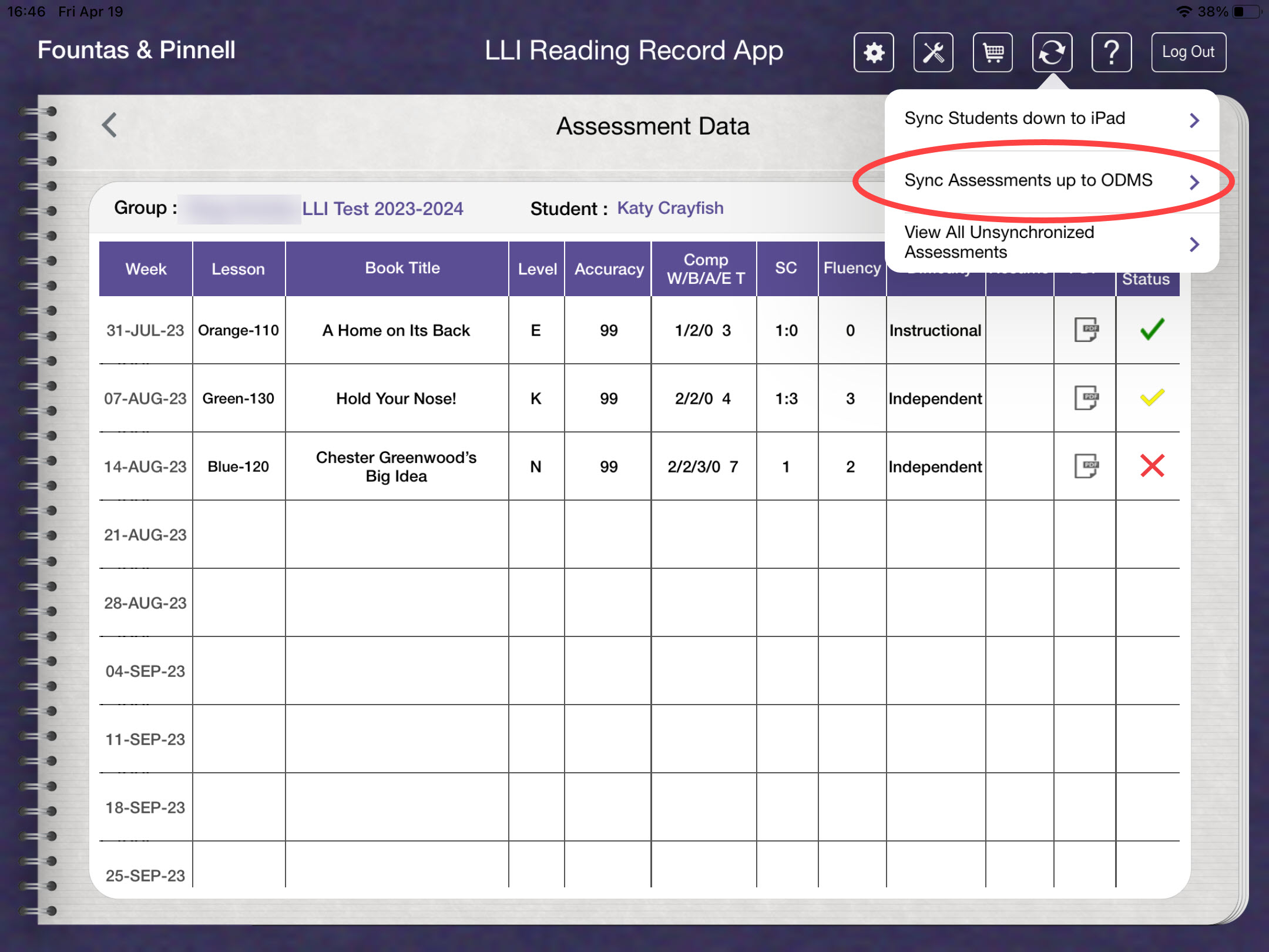 Syncing to the LLI ODMS on the Heinemann Fountas & Pinnell Assessment ...