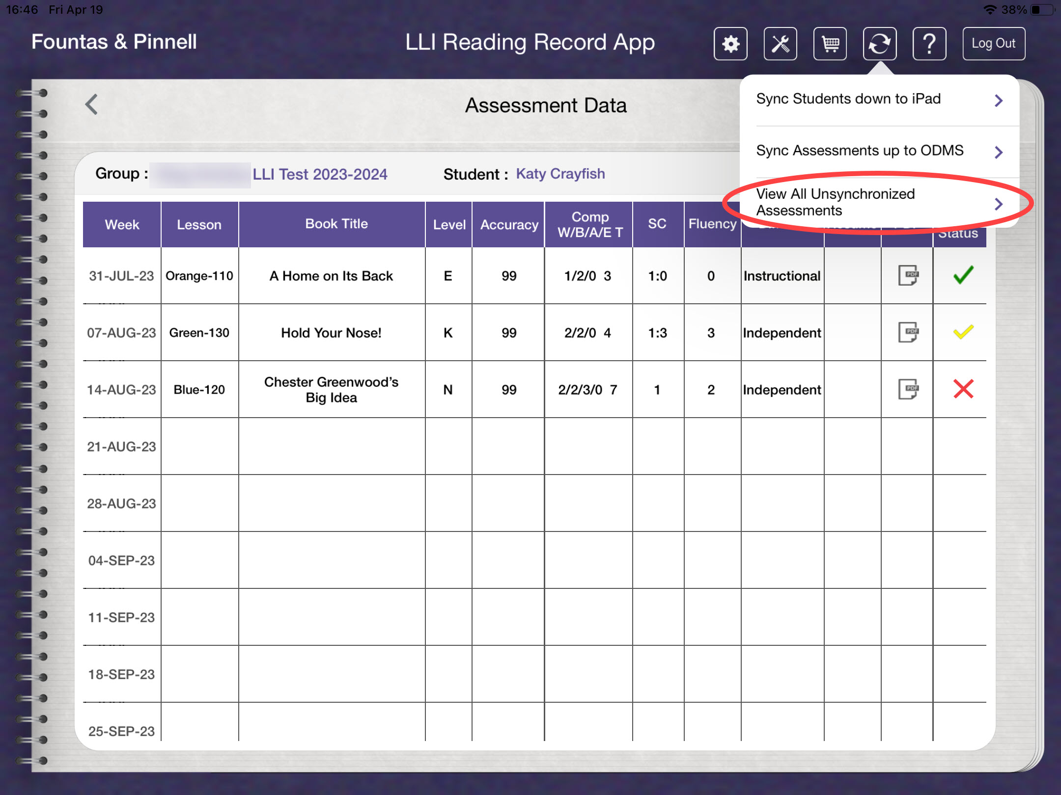 Syncing to the LLI ODMS on the Heinemann Fountas & Pinnell Assessment ...
