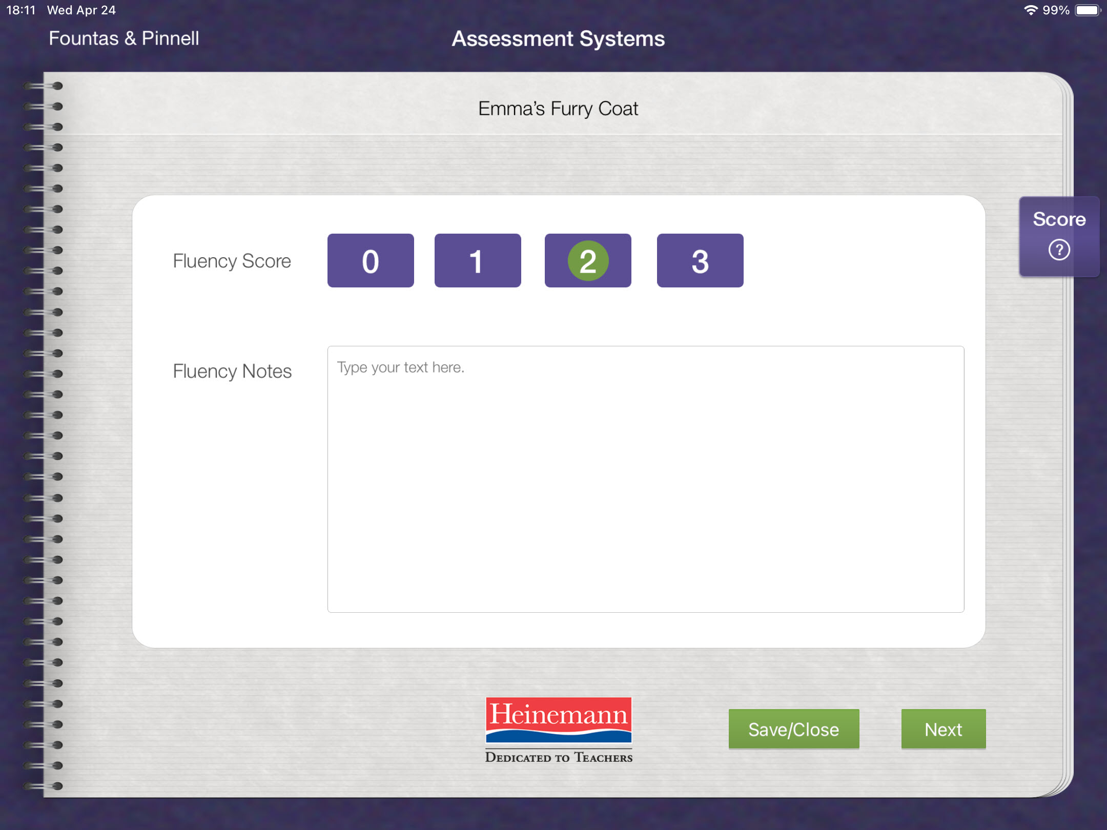 Scoring and Analyzing on the Heinemann Fountas & Pinnell Assessment ...
