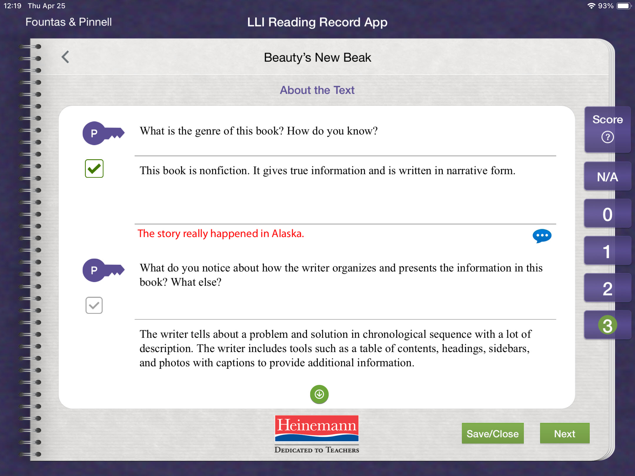 Scoring and Analyzing on the Heinemann Fountas & Pinnell Assessment LLI ...