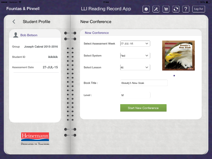 Selecting a Book on the Heinemann Fountas & Pinnell Assessment LLI ...