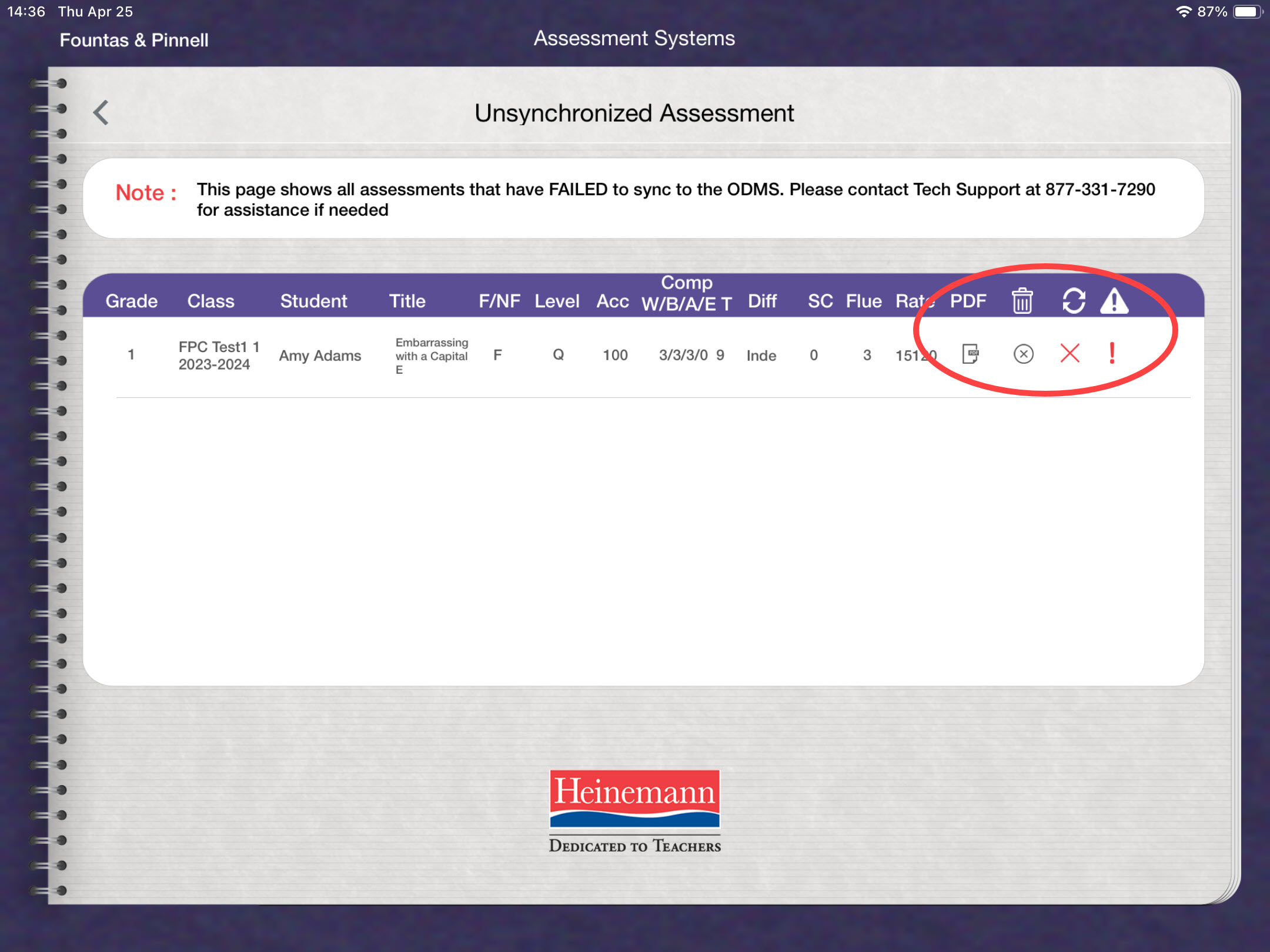 Syncing to the ODMS on the Heinemann Fountas & Pinnell Assessment ...
