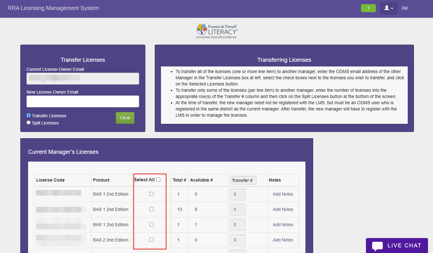 Transferring Licenses on Heinemann Fountas & Pinnell License Management ...