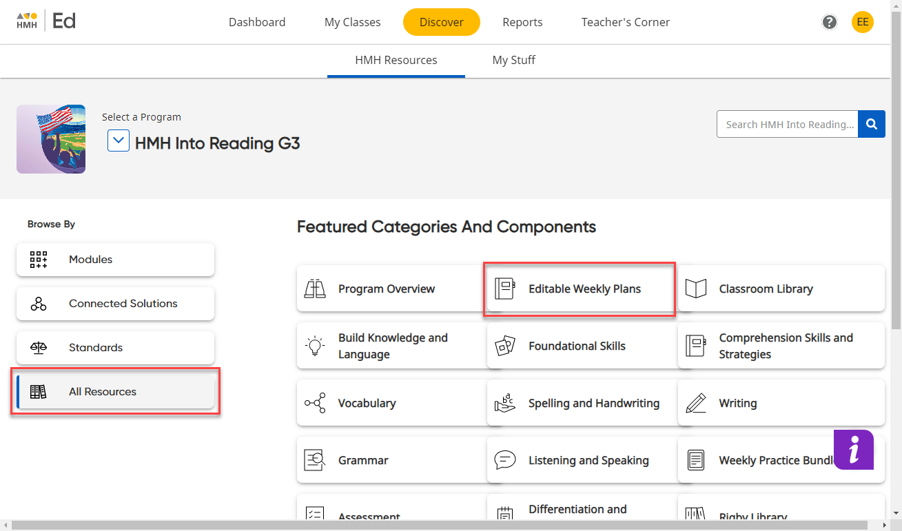 Locating Into Reading Editable Weekly Plans on HMH Ed