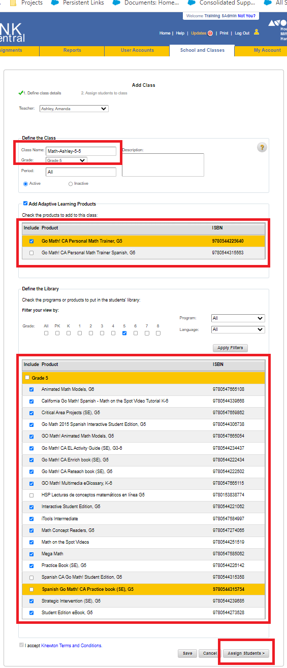 CPS - ThinkCentral: Creating Classes, Assigning Products, and Adding Students to a Class