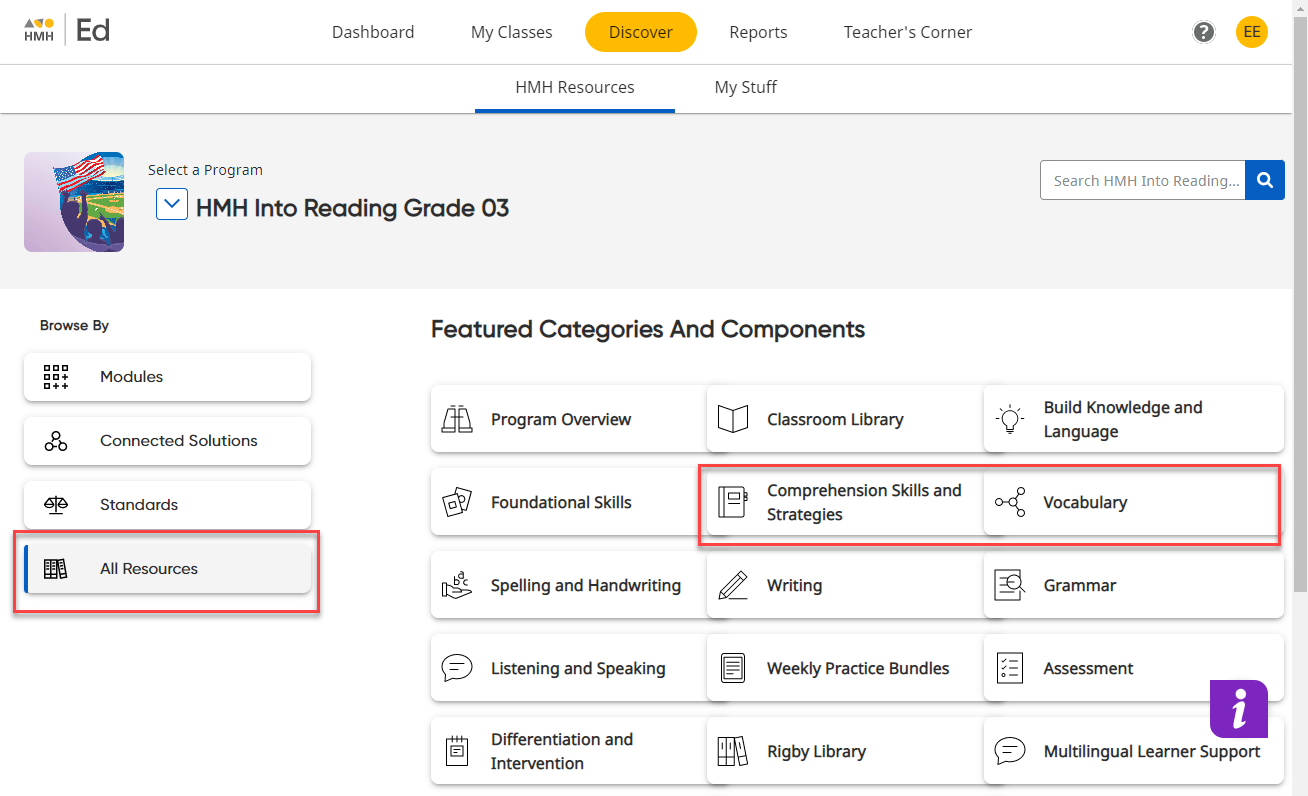 Locating Into Reading Lesson Slides: Reading and Vocabulary in HMH Ed