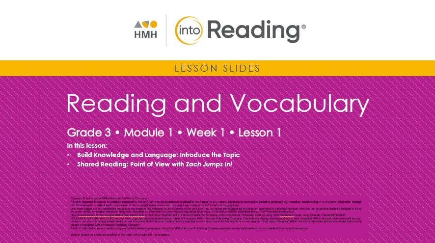 Locating Into Reading Lesson Slides: Reading and Vocabulary in HMH Ed