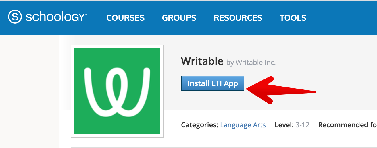 Setting Up Writable for HMH Ed for Schoology as an Administrator