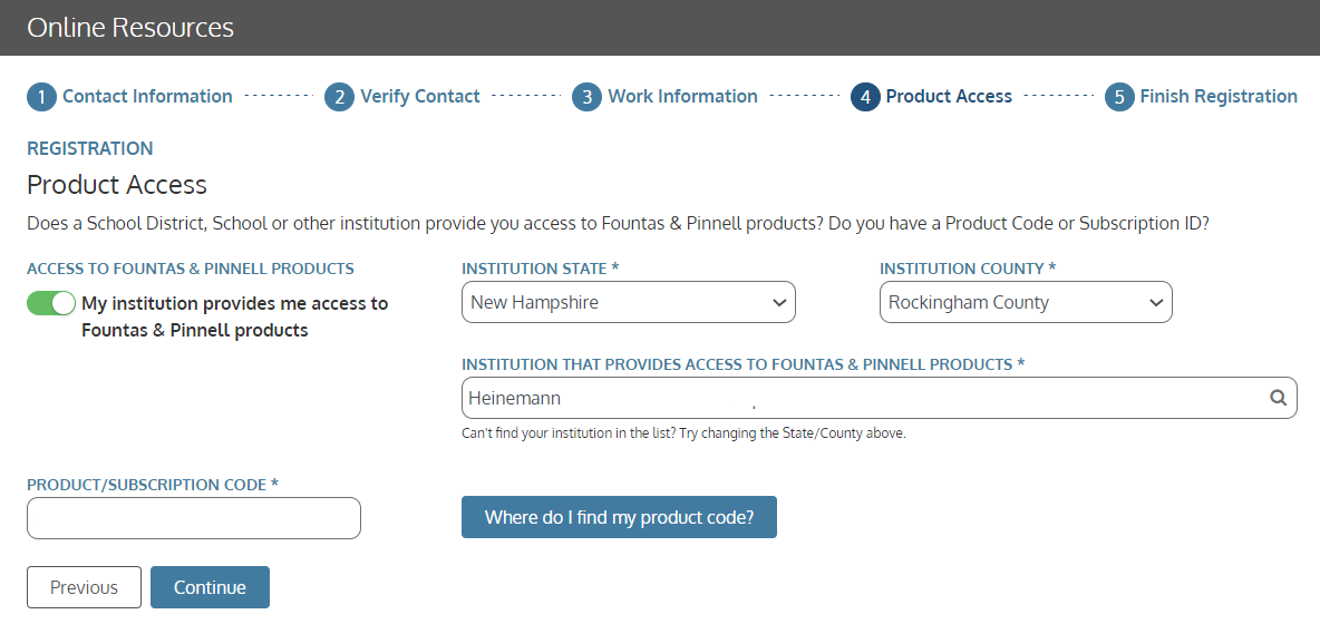Registering for the Heinemann Fountas & Pinnell Resources