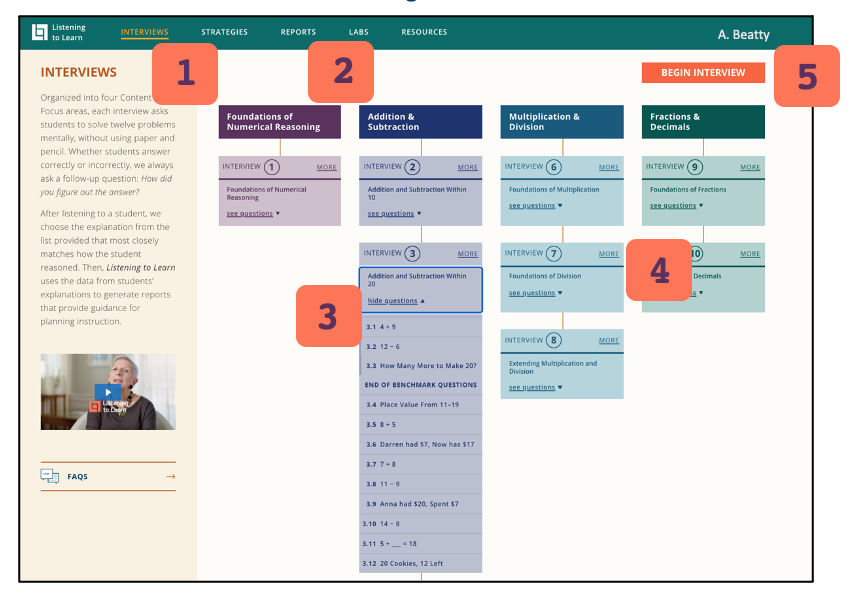 Interviews Tab Overview on Heinemann Listening to Learn