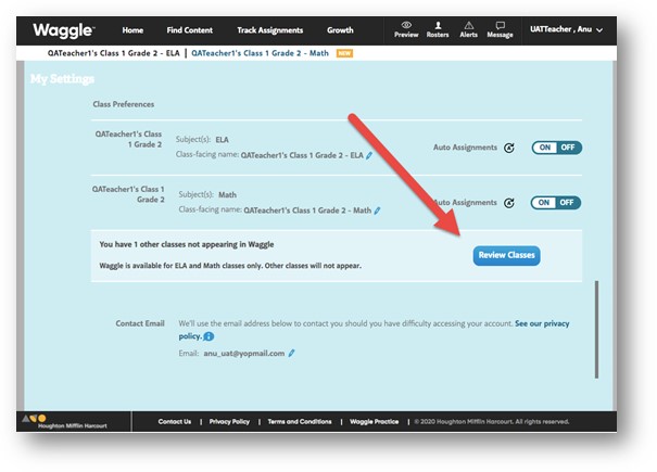 "No Classes Assigned" Message When Student Logs Into Waggle (HMH Ed)
