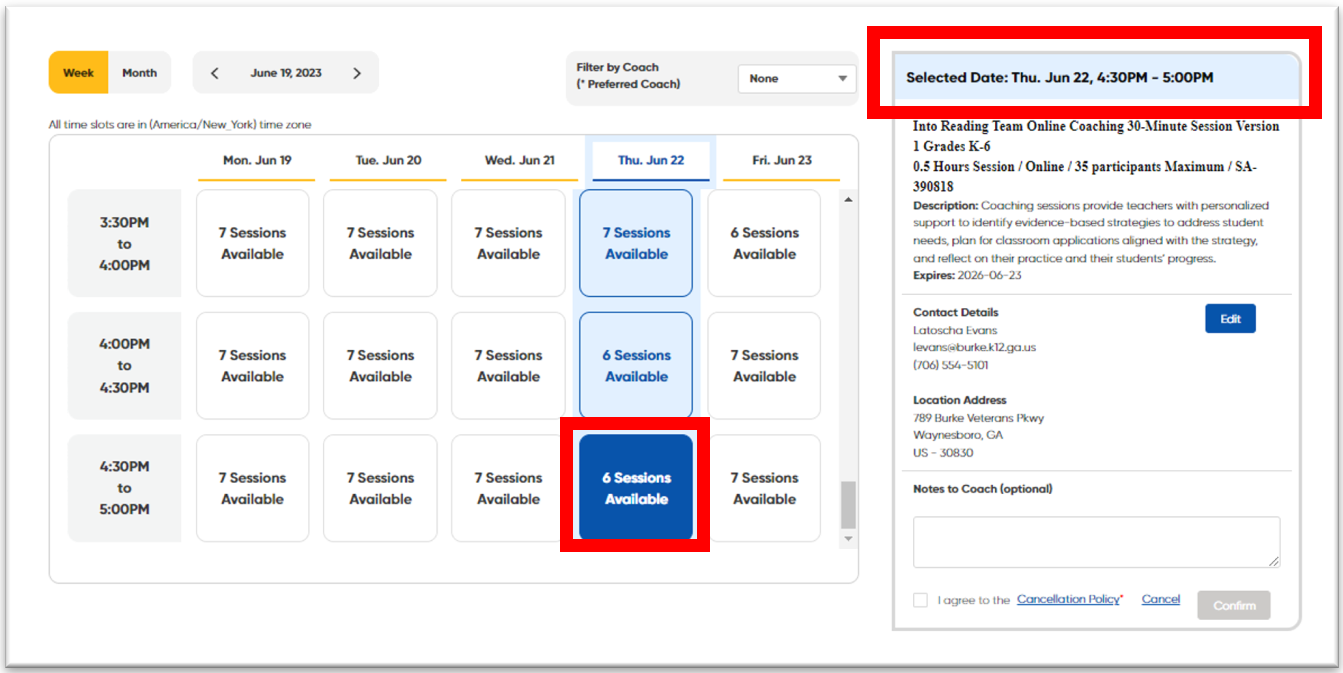 Schedule Professional Learning Sessions