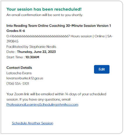 Schedule Professional Learning Sessions