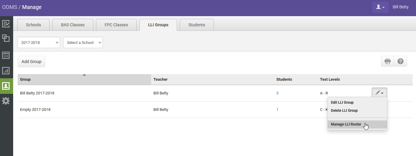Managing an LLI Group Roster in Heinemann Fountas & Pinnell Online Data ...