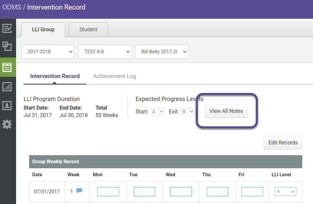 View All Group/Student Notes Screen Overview on Heinemann Fountas ...