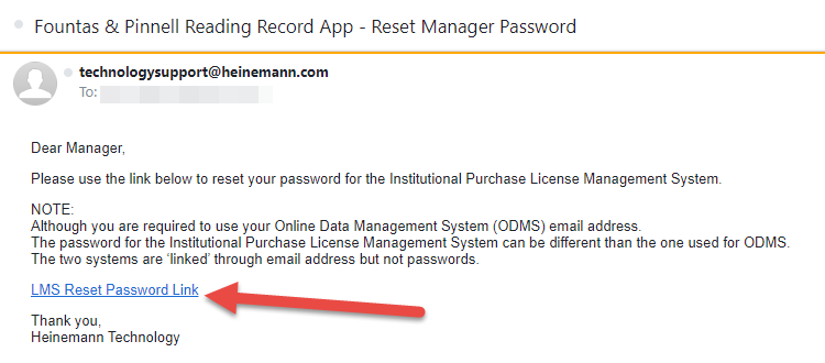 Resetting Password with Heinemann Reading Record App License Management ...