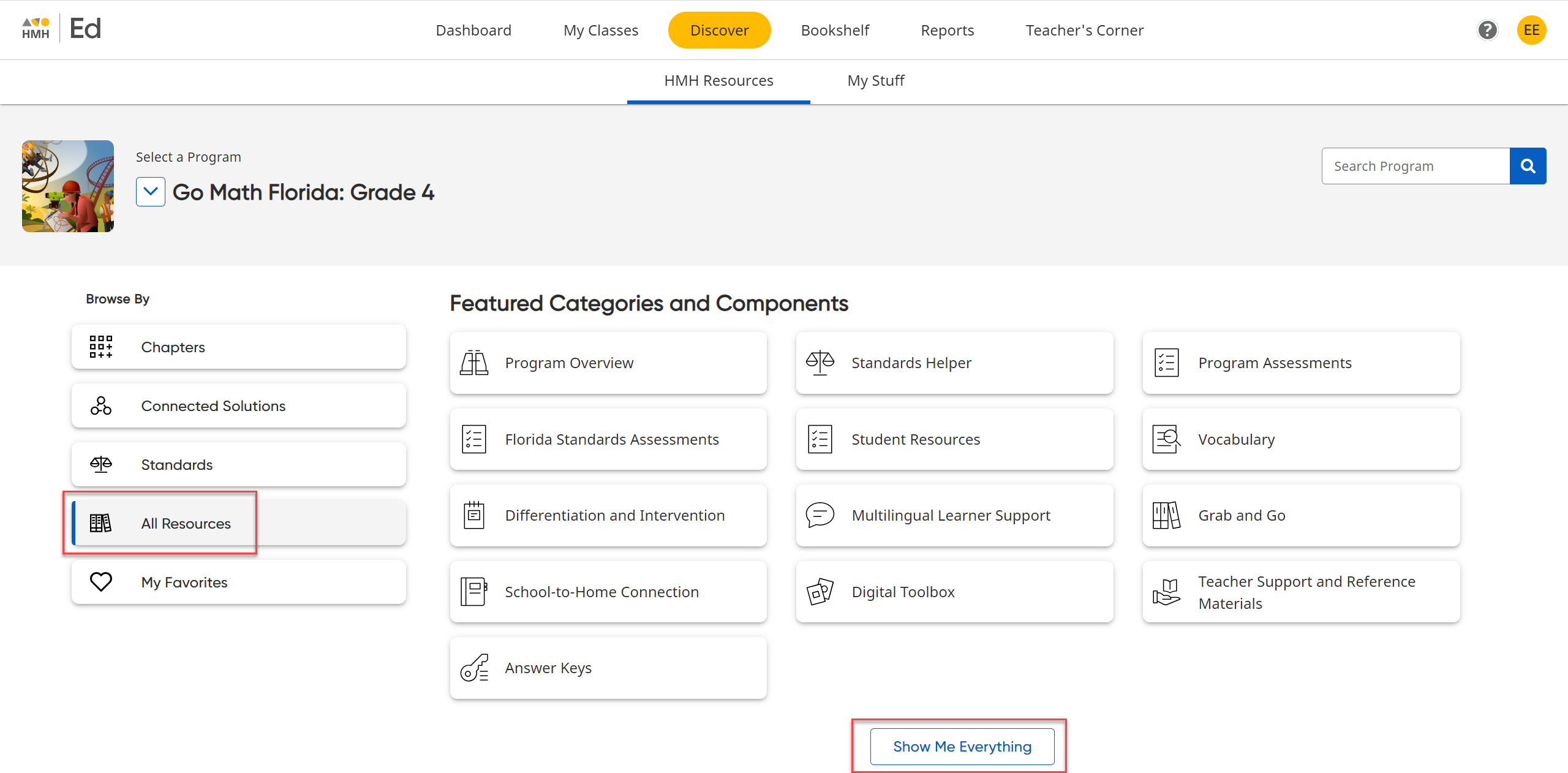 Locating Go Math on HMH Ed Florida Accelerated Chapter Tests