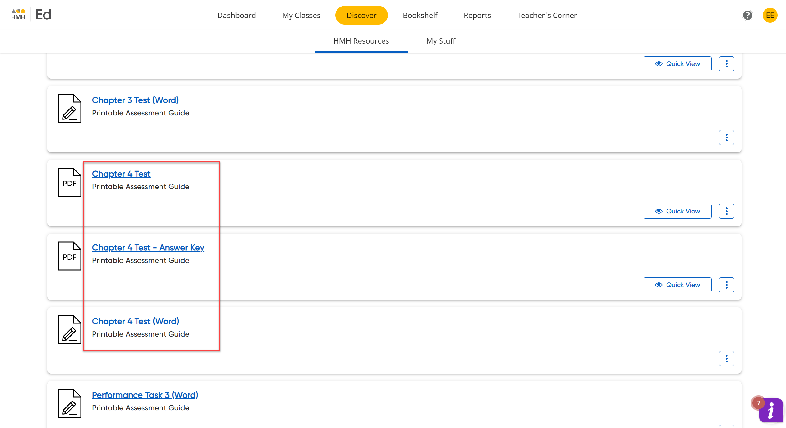 Locating Go Math on HMH Ed Florida Accelerated Chapter Tests