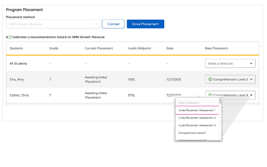 Guide to Student Placement Within Read 180 Using HMH Growth Measure