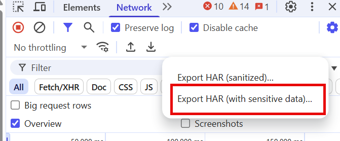 Creating a HAR file in Microsoft Edge (Chromium)