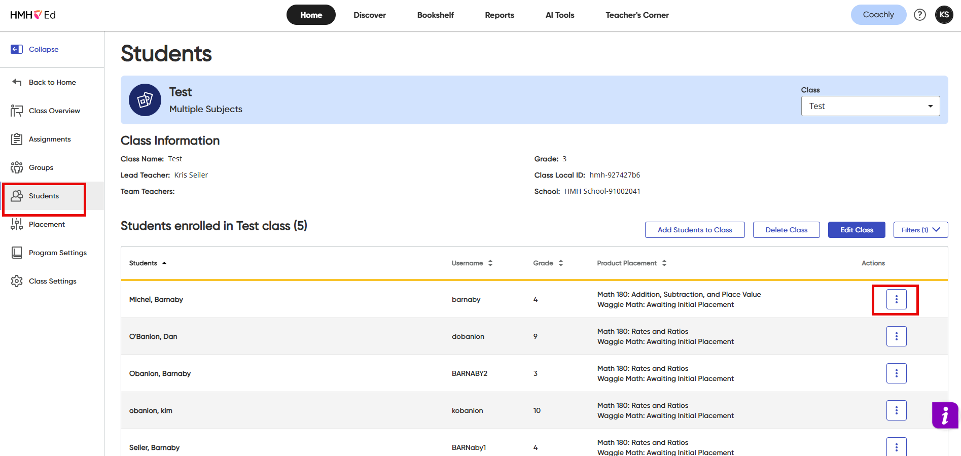 Read 180 Student Settings in HMH Ed as a Teacher